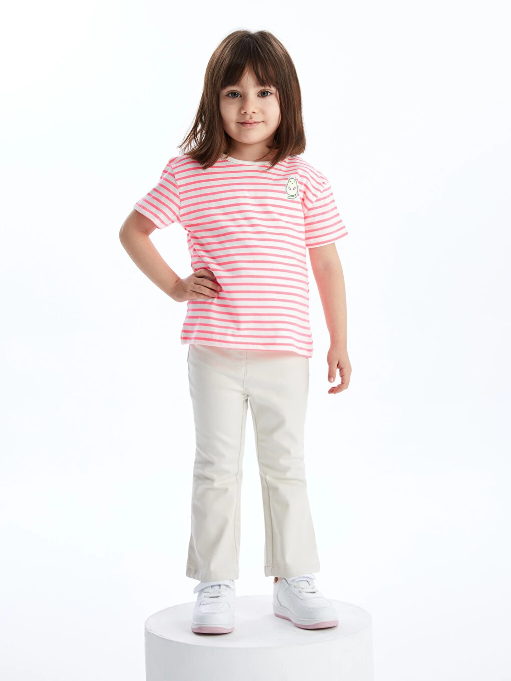 LCW Kids Majica Sa Okruglim Izrezom, Kratkim Rukavima, Prugasta, Za Bebe Devojčice