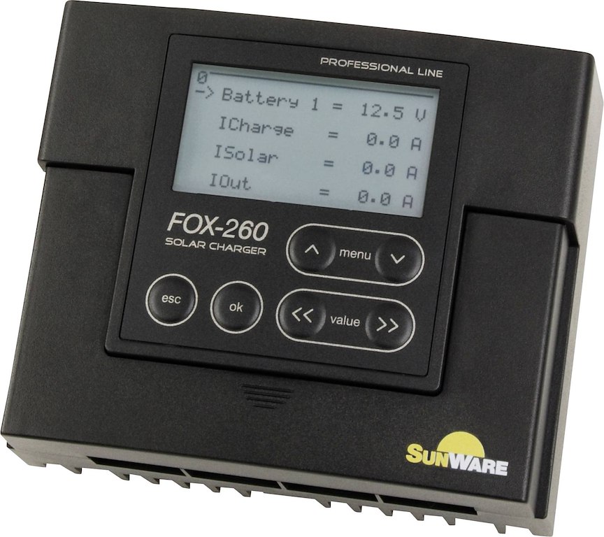 SunWare FOX 260 solarni regulator punjenja PWM 12 V, 24 V 20 A do 680 W