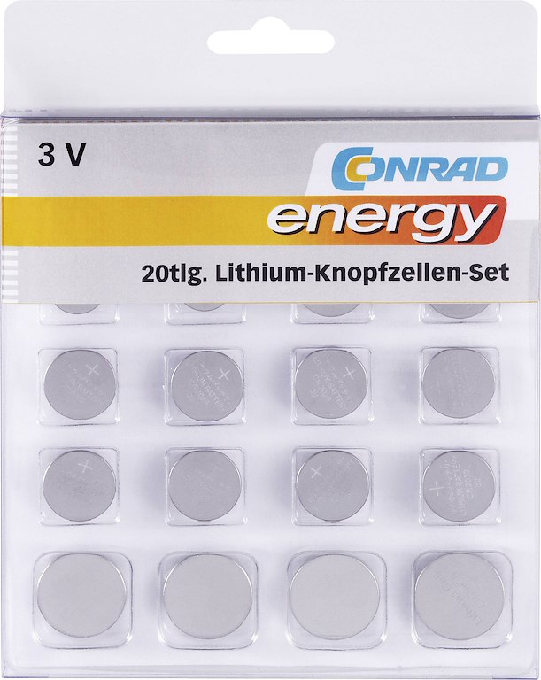 Conrad energy komplet dugmastih baterija litijumska 3 V pak. 20 kom.