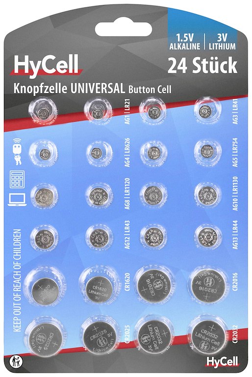 HyCell komplet dugmastih baterija pak. 24 kom.