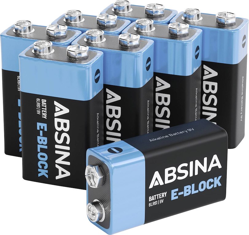 Absina 9 V blok baterija alkalna 580 mAh pak. 8 kom.