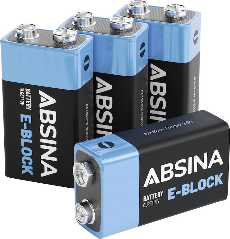 Absina 9 V blok baterija alkalna 580 mAh pak. 4 kom.