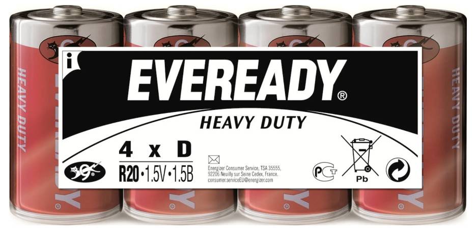 Eveready D baterija cink-ugljenična 1,5 V D (Mono) pak. 4 kom.