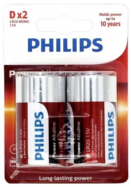 Philips LR20 D baterija alkalna 1,5 V D (Mono) pak. 2 kom.