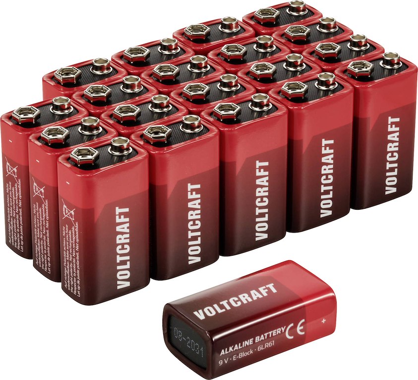 VOLTCRAFT VC-16107985 9 V blok baterija alkalna 550 mAh pak. 20 kom.