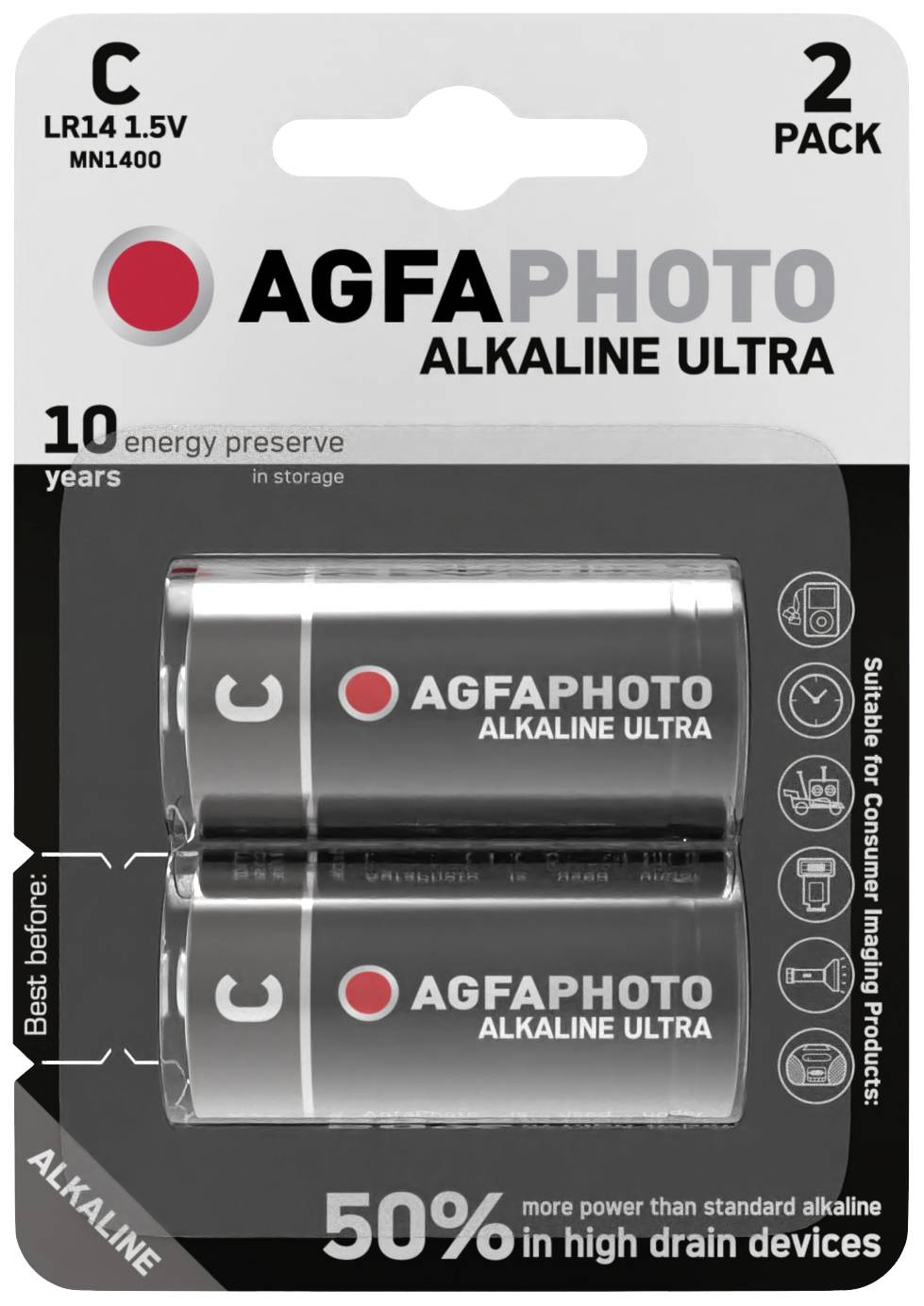 AgfaPhoto Ultra LR14 C baterija alkalna 1,5 V C (Baby) pak. 2 kom.