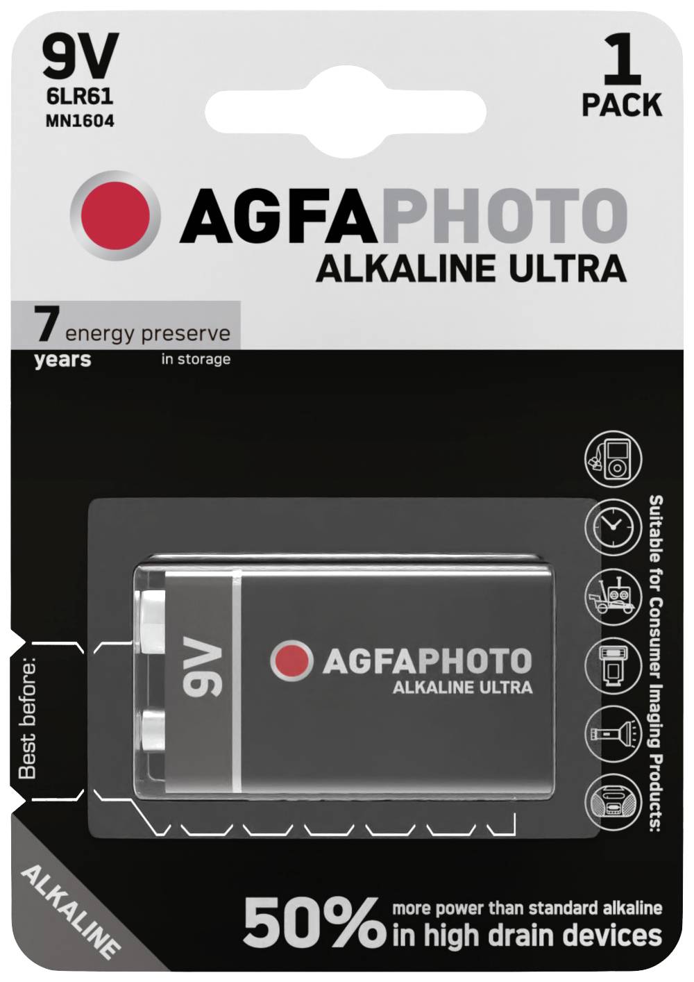 AgfaPhoto 9 V blok baterija alkalna