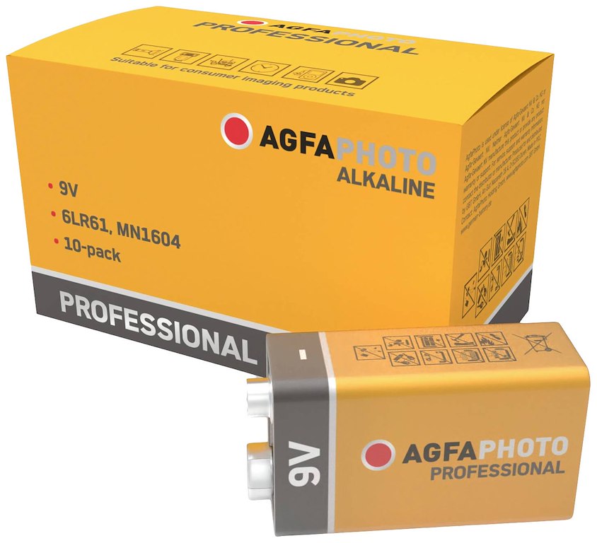AgfaPhoto 9 V blok baterija alkalna pak. 10 kom.