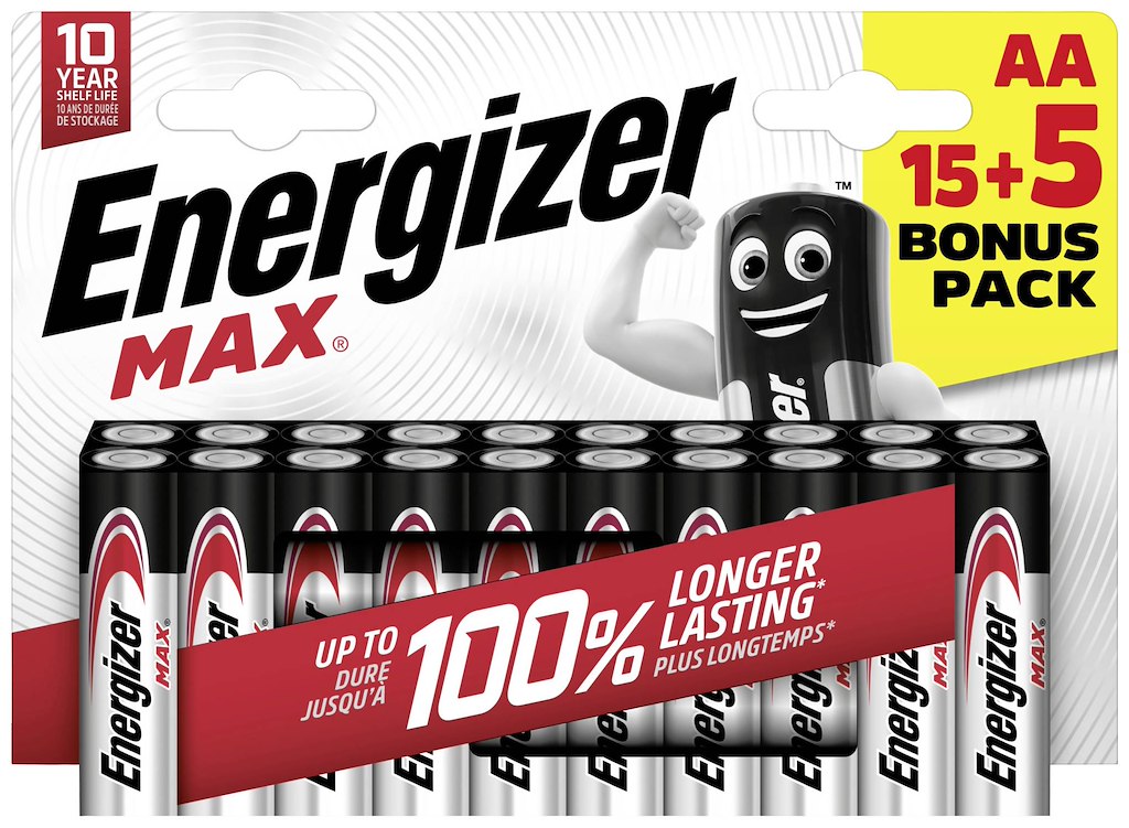 Energizer AA baterija alkalna 1,5 V AA (Mignon) pak. 20 kom. 14 mm