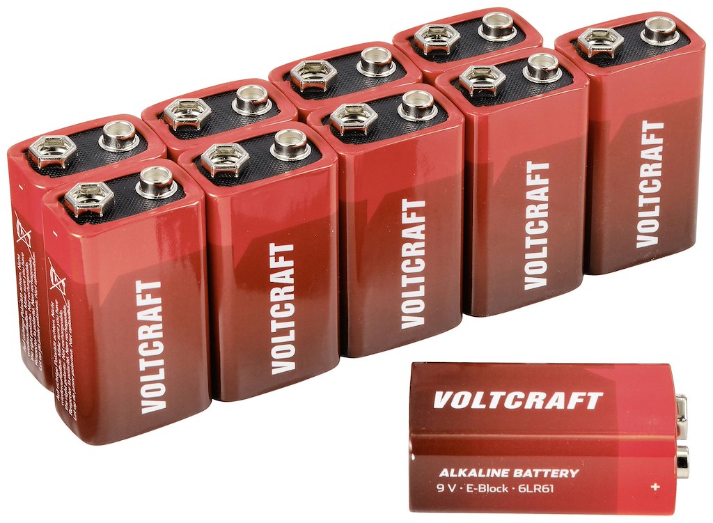 VOLTCRAFT 9 V blok baterija alkalna 550 mAh pak. 10 kom.