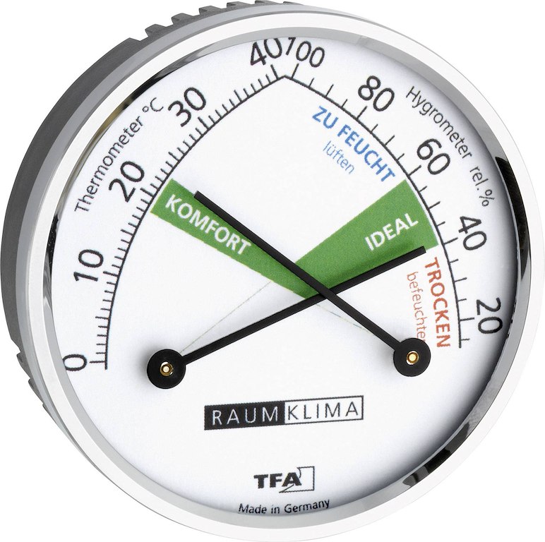 TFA Dostmann TFA 45.2024 termometar i higrometar srebrna mesing
