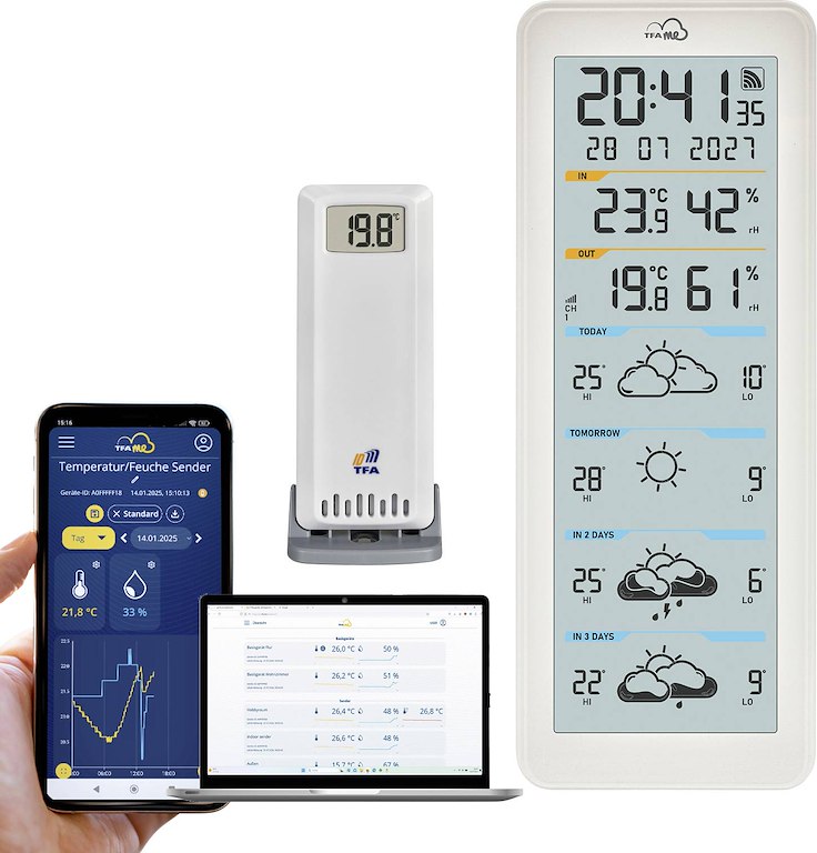 TFA Dostmann 35.8108.02 WiFi meteorološka stanica domet 100 m do 50 senzora