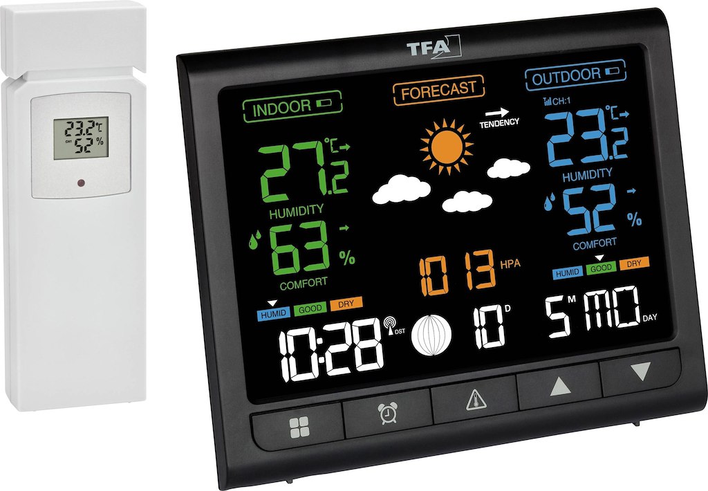 TFA Dostmann 35.1171.01 digitalna bežična meteorološka stanica domet 60 m do 3 senzora