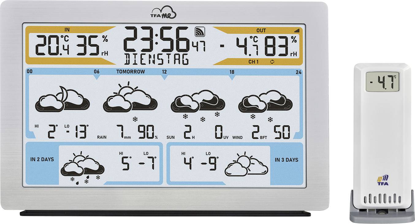 TFA Dostmann 35.8100.54 WiFi meteorološka stanica domet 100 m do 5 senzora spolja od -40 do +60 °C °C