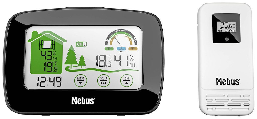 Mebus digitalna bežična meteorološka stanica digitalni crna