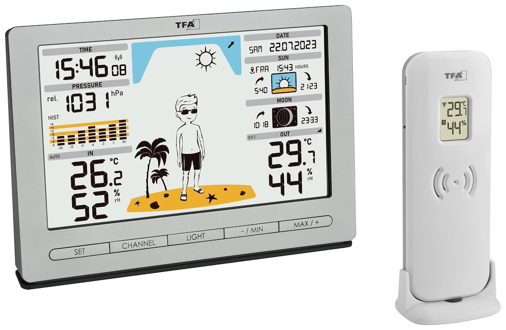 TFA Dostmann 35.1097.54 digitalna bežična meteorološka stanica domet 100 m do 3 senzora