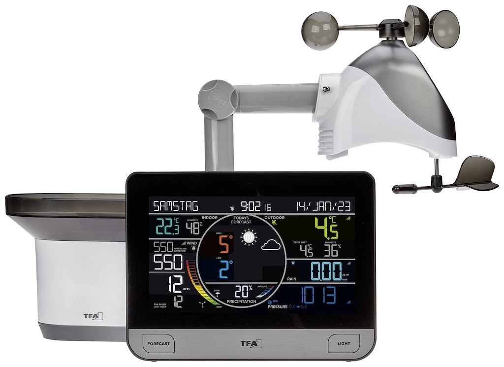 TFA Dostmann 35.8003.01 WiFi meteorološka stanica domet 100 m do 4 senzora spolja od -40 do +60 °C °C