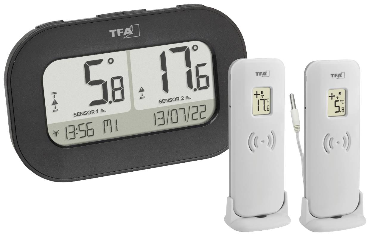 TFA Dostmann 30.3073.01 bežični digitalni termometar domet 100 m do 2 senzora spolja od -40 do +60 °C °C