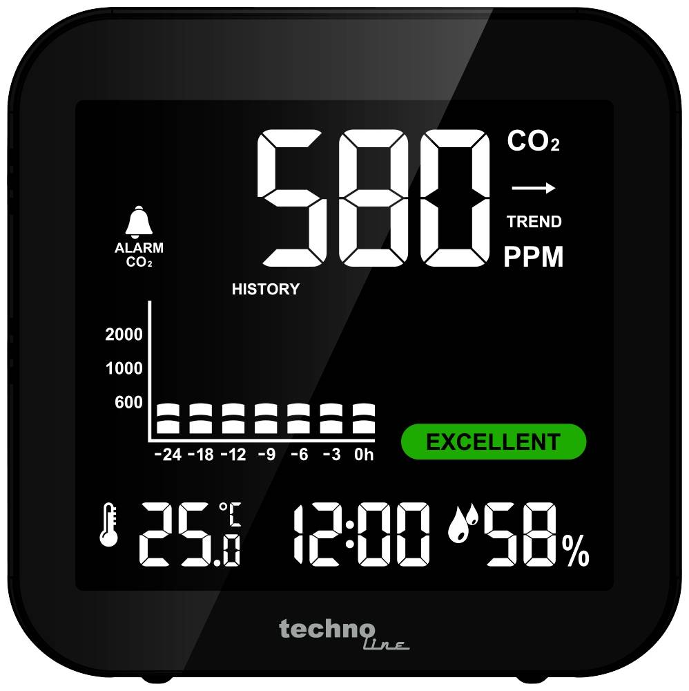 Techno Line WL1025 merač CO2 crna