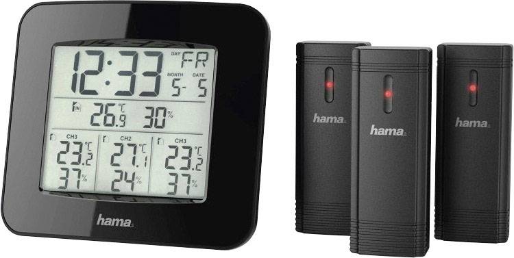 Hama Trio 00186311 digitalna bežična meteorološka stanica domet 50 m do 3 senzora spolja -40, 70 °C