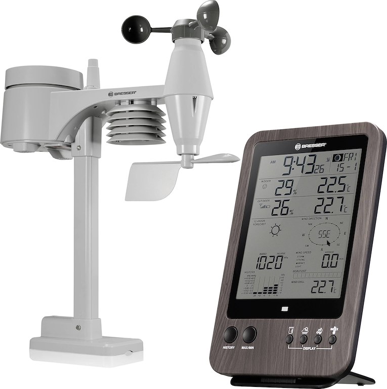 Bresser Center 7002512 digitalna bežična meteorološka stanica domet 30 m spolja -40 °C