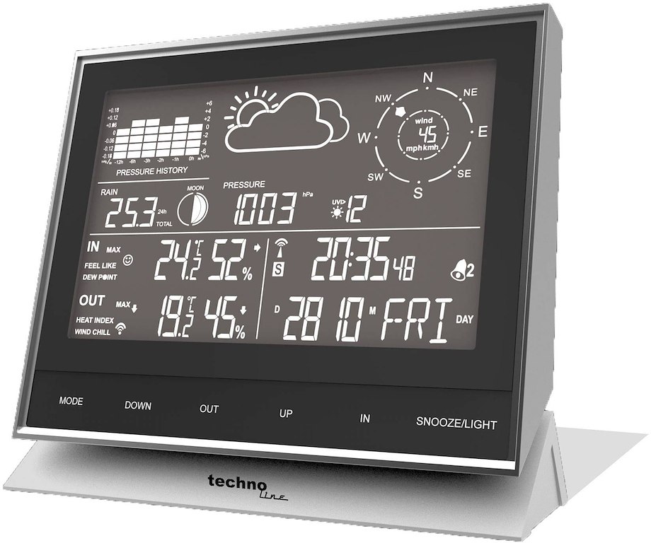 Techno Line WS1700 digitalna bežična meteorološka stanica domet 100 m spolja Od -20 ° C do + 70 ° C °C