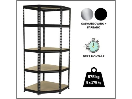EPRO Metalna montažna ugaona polica Premium 180x90x40cm, metal-drvo, 875kg (5x175kg)