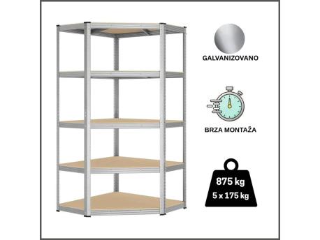 EPRO Metalna montažna ugaona polica Standard 180x70x30cm metal-drvo 875kg (5x175kg)