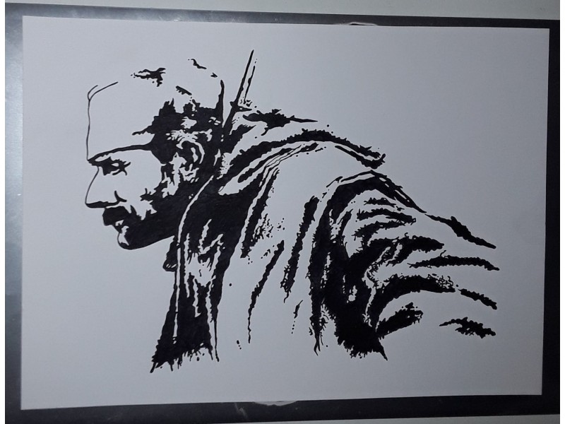 Crtez na hamer papiru 30 x 21,5 cm. - Srpski ratnik