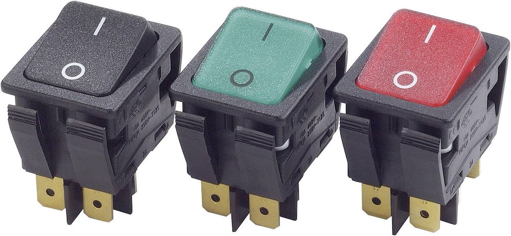 Arcolectric (Bulgin Ltd.) tinjalica njihajući taster (klackalica) crna, crvena 230 V/AC
