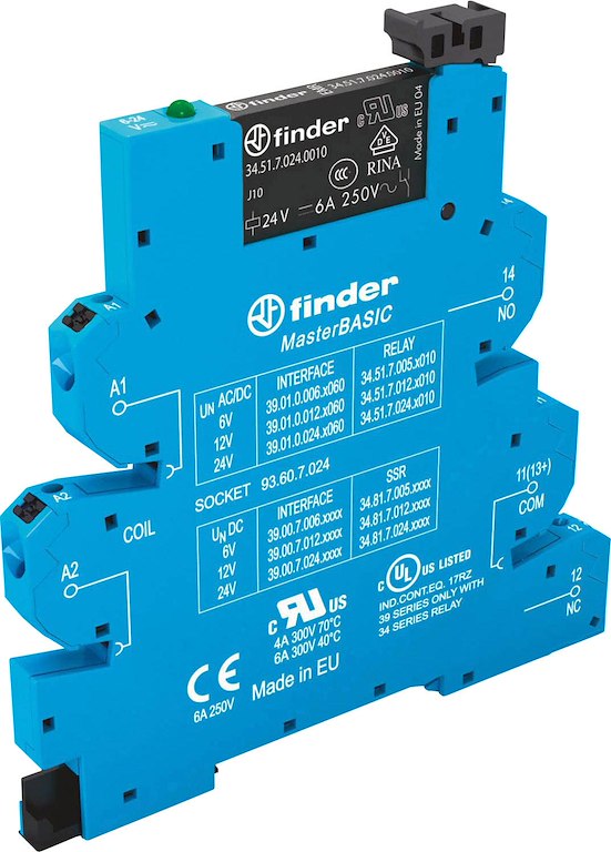 Finder 39.01.0.012.0060 interfejs relej 12 V/DC, 12 V/AC 1 CO kontakt