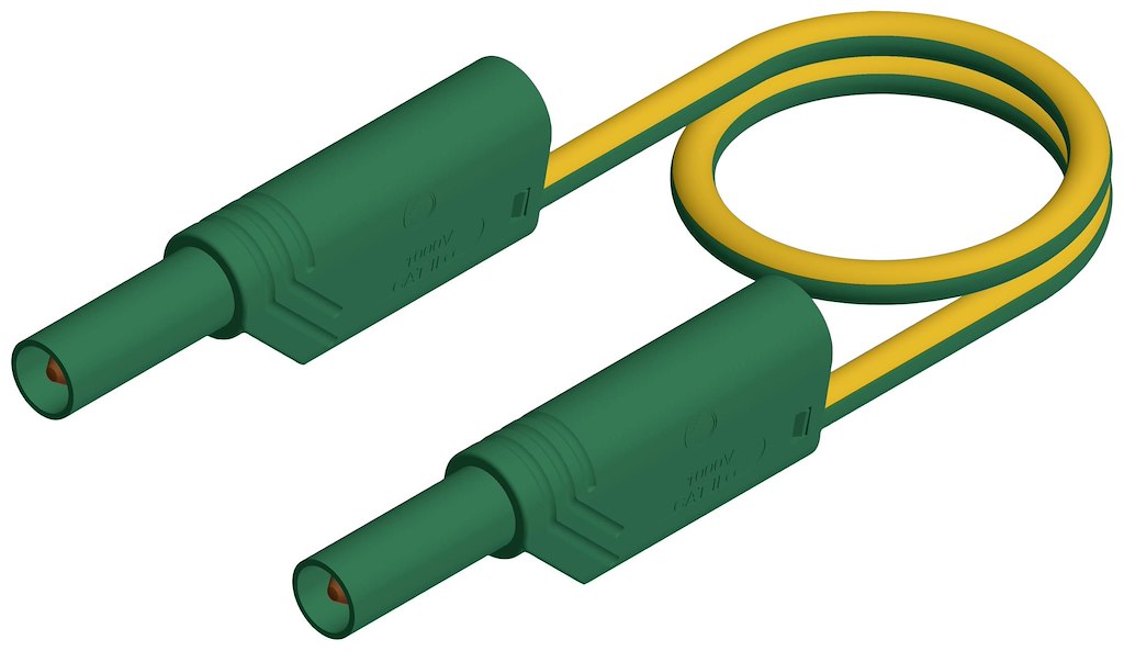 Hirschmann 2x bezbednosni merni kabl CAT II 1000 V, CAT III 600 V 32 A 2,00 m žuta 2,5 mm²