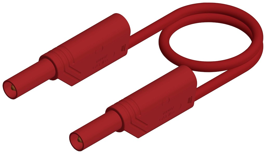 Hirschmann 2x bezbednosni merni kabl CAT II 1000 V, CAT III 600 V 32 A 1,00 m crvena