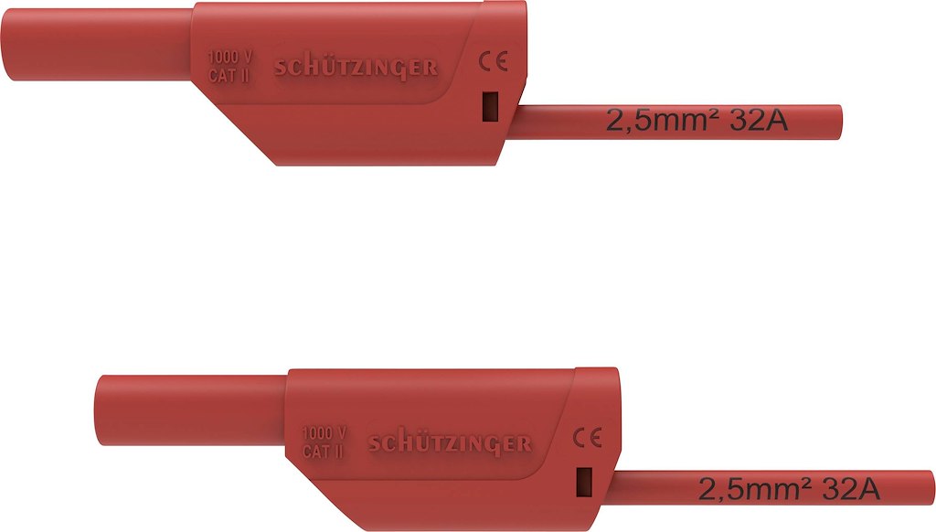 Schützinger bezbednosni merni kabl CAT II 1000 V 32 A 100,00 cm crvena