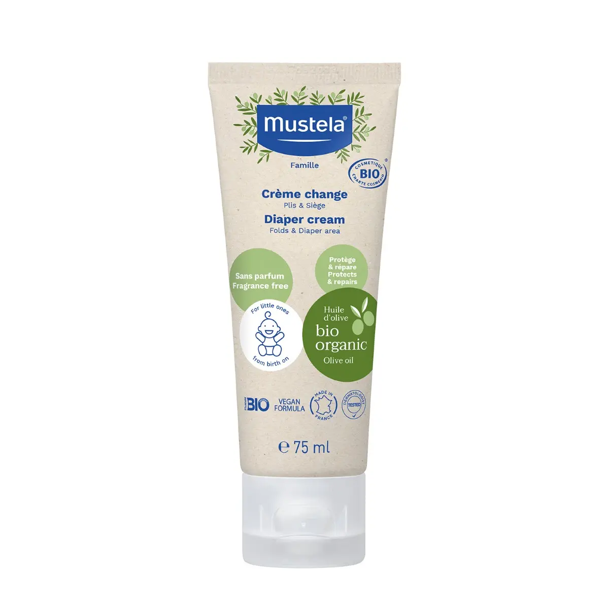 Mustela Krema za pelensku regiju za bebe Bio Organic, 75 ml