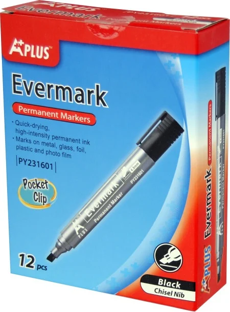 Permanent marker sa klipsom PY231601 kosi vrh, 4,5 mm A Plus crna ( 08MB04B )