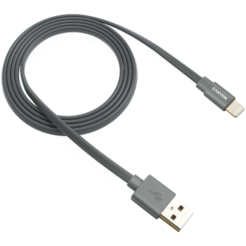 CANYON MFI-2 kabl USB-A na Lightning, MFi sertifikat, 12 W, 1 m, tamnosivi