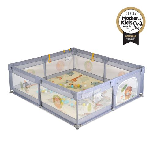 Moni GameZone ogradica za igru 200 × 150 cm sa 60 loptica – siva