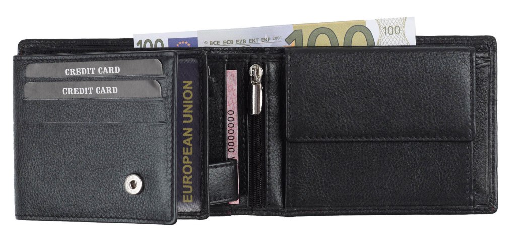 Novčanik kožni muški sa RFID zaštitom 85060 12x9x3 štepan sivim koncem položeni