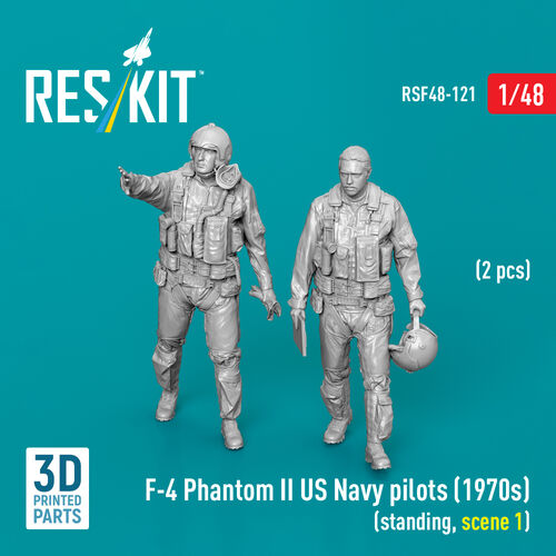 NEW! RES/KIT F48-0121 F-4 Phantom II US Navy Pilots (1970s) - Standing Scene 1 (2 Figures / 3D-Printed)