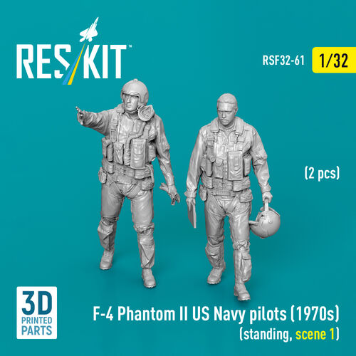 NEW! RES/KIT F32-0061 F-4 Phantom II US Navy Pilots (1970s) - Standing Scene 1 (2 Figures / 3D-Printed)