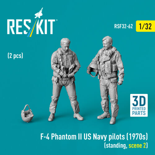 NEW! RES/KIT F32-0062 F-4 Phantom II US Navy Pilots (1970s) - Standing Scene 2 (2 Figures / 3D-Printed)