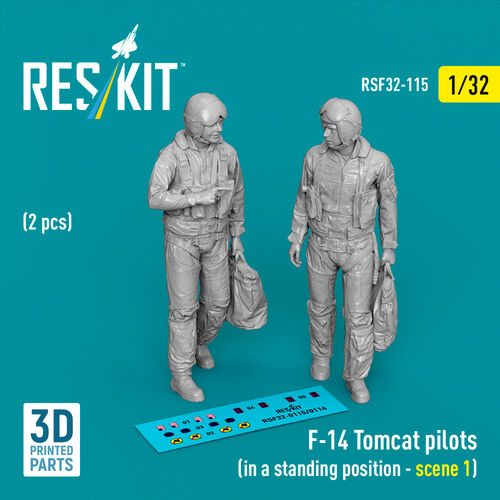 NEW! RES/KIT F32-0115 F-14 Tomcat Pilots in a Standing Position Scene 1 (2 Figures / 3D-Printed)