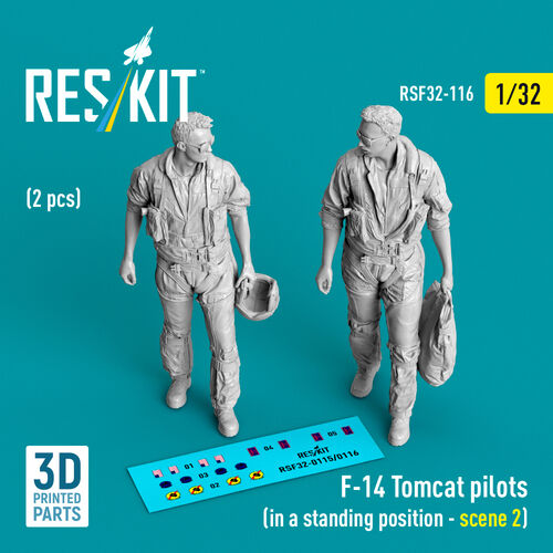 NEW! RES/KIT F32-0116 F-14 Tomcat Pilots in a Standing Position Scene 2 (2 Figures / 3D-Printed)