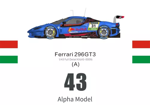 NEW! Alpha Model 43009A Ferrari 296GT3 Version A