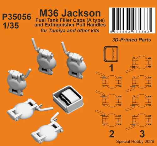 NEW! CMK P35056 M36 Jackson - Fuel Tank Filler Caps (for Tamiya and other Kits / 3D-Printed)