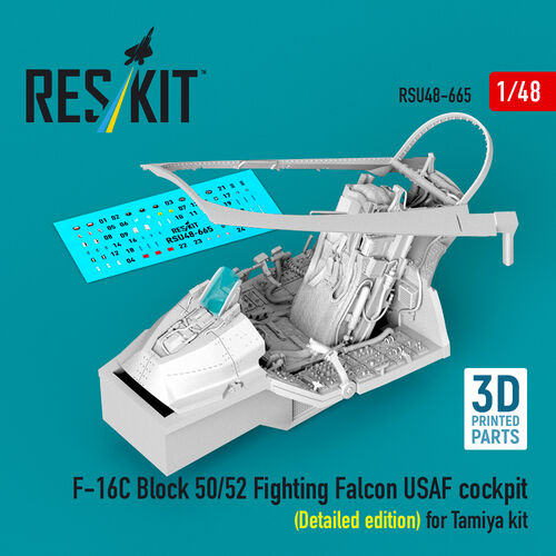NEW! RES/KIT U48-0665 F-16 C Block 50/52 Fighting Falcon - USAF Cockpit Detailed Edition (for Tamiya Kits / 3D-Printed)