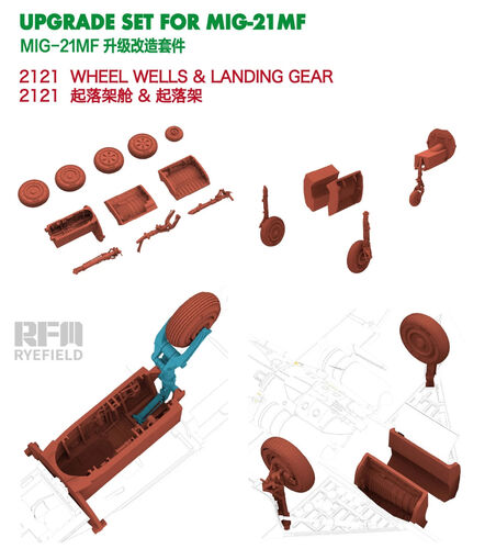 NEW! Rye Field Model RM-2121 MiG-21 MF - Landing Gear & Wheel Wells (3D-Printed)