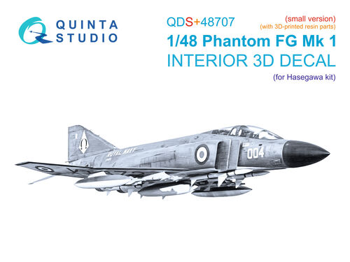 NEW! Quinta Studio QDS+48707 McDonnell Douglas F-4 K Phantom FG.1 - 3D-Printed & Coloured Interior wit 3D-Printed Resin Parts (for Hasegawa Kits / Small Version)