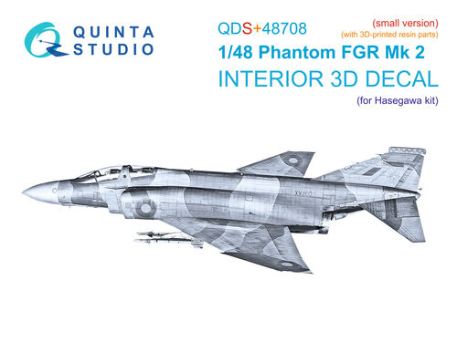 NEW! Quinta Studio QDS+48708 McDonnell Douglas F-4 M Phantom FGR.2 - 3D-Printed & Coloured Interior wit 3D-Printed Resin Parts (for Hasegawa Kits / Small Version)